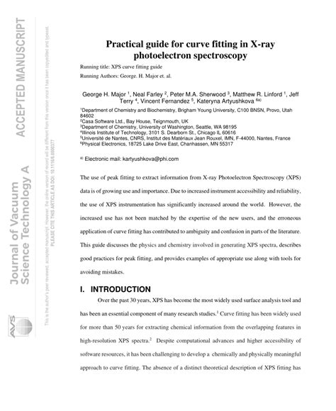 Pdf Practical Guide For Curve Fitting In X Ray Photoelectron Spectroscopy