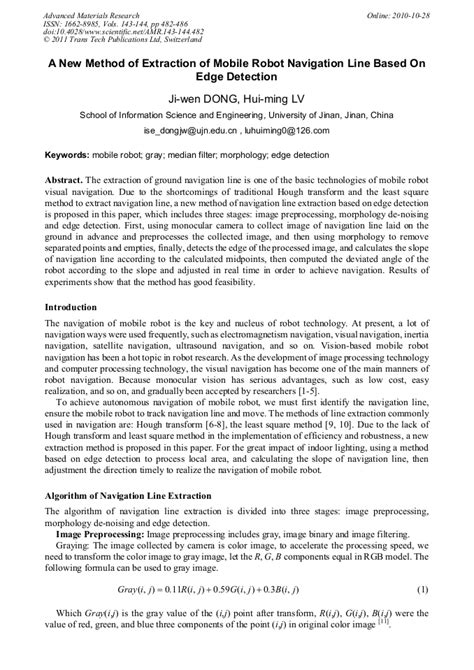 A New Method Of Extraction Of Mobile Robot Navigation Line Based On Edge Detection Scientificnet
