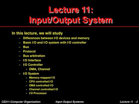 Ppt Lecture 11 Input Output Systems Powerpoint Presentation Free