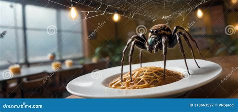 Jumping Spider On Spaghetti In A Diner Stock Image Image Of Eerie Creative 318663527