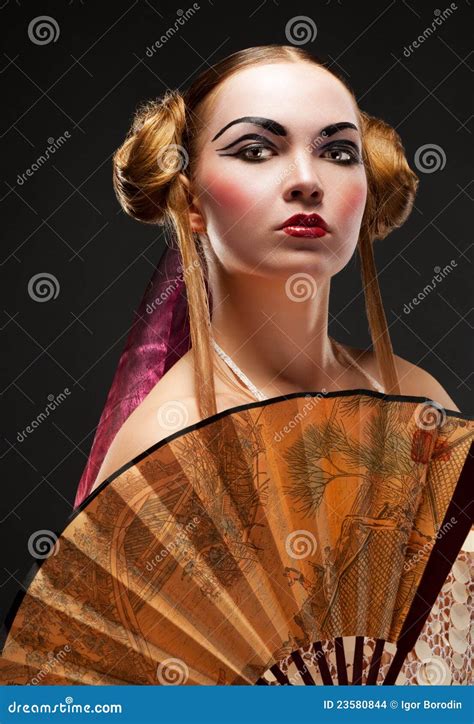 Geisha Girl Standing On Chinese Sail Boat Stock Image Cartoondealer