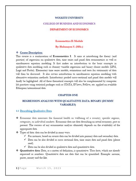 Chapter 1 Econometrics Pdf Dependent And Independent Variables Linear Regression