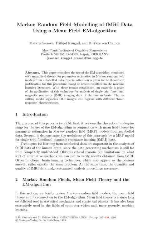 Pdf Markov Random Field Modelling Of Fmri Data Using A Mean Field Em Algorithm4