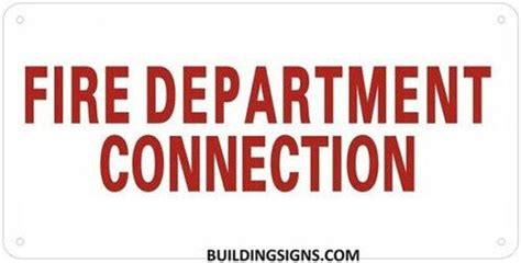 Fire Department Connection Sign6x12whitealuminum Hpdsignsnyc