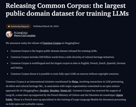 Bhaskara Reddy Sannapureddy On Linkedin Released Common Corpus The