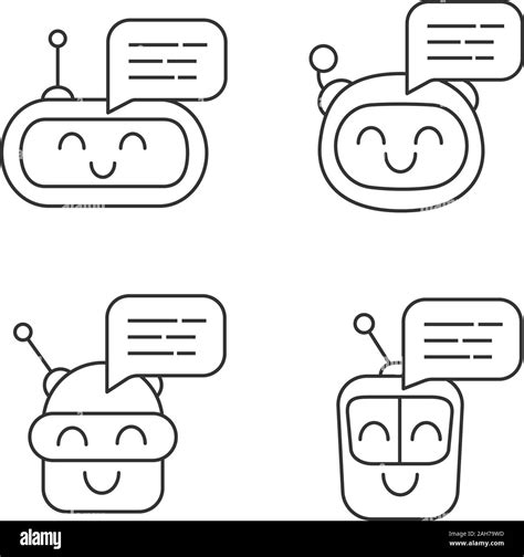 Chatbots Messages Linear Icons Set Talkbots Laughing Virtual Assistants Conversational Agents
