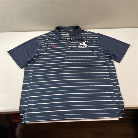 Mens Nike Bsbl Dri Fit Chicago White Sox Short Sleeve Polo Shirt Sz