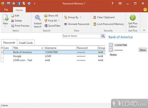 Password Memory Screenshots