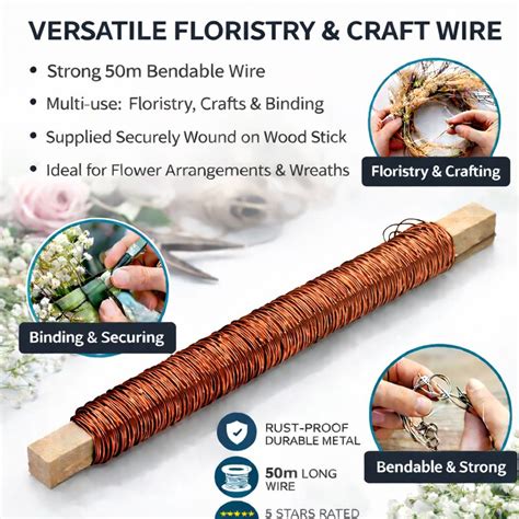 Floralcraft® Copper Florist Wire On Wooden Stick 050mm