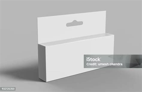 항 모의 설계 및 디자인 프레 젠 테이 션에 대 한 탭 소매 상자 흰색 빈 골 판지 포장 상자 매달려 3d 렌더링 그림입니다 0명에 대한 스톡 사진 및 기타 이미지 Istock