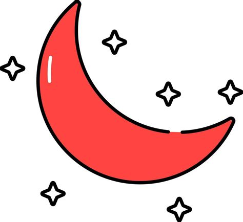 Crescent Moon With Stars Red And White Icon 24159847 Vector Art At Vecteezy