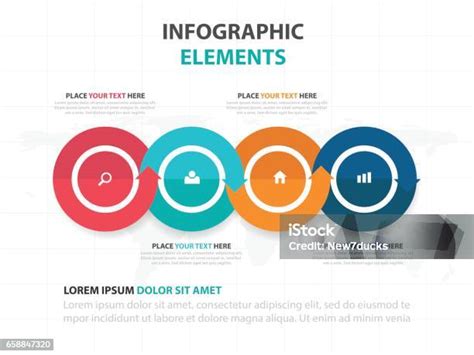 화려한 동그라미 화살표 비즈니스 타임 라인 인포 그래픽 요소 프레 젠 테이 션 서식 파일 추상화 0명에 대한 스톡 벡터 아트 및