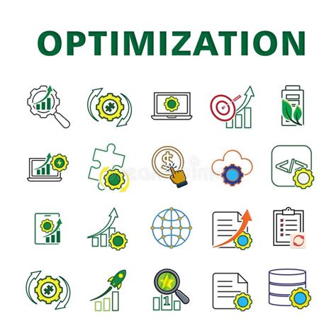 Optimization Icon Set Database Workflow Seo Network Digital Marketing Etc Symbol For
