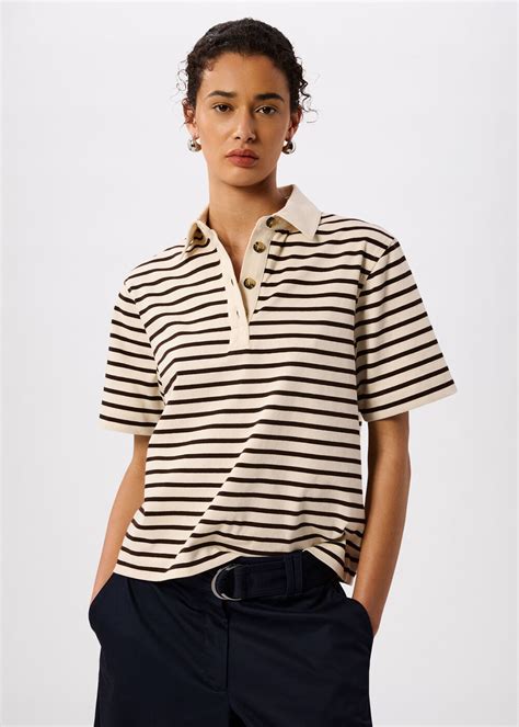 Ivory Multi Short Sleeve Stripe Polo Whistles Whistles Uk
