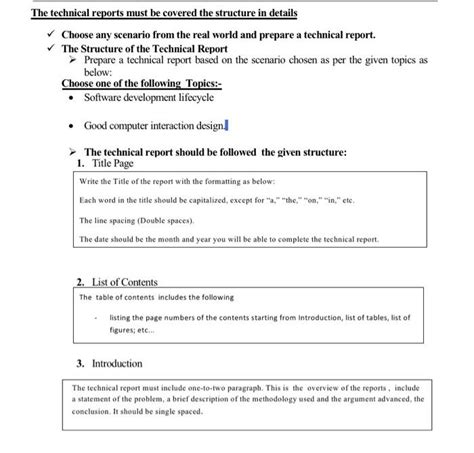 Solved The Technical Reports Must Be Covered The Structure Chegg Com