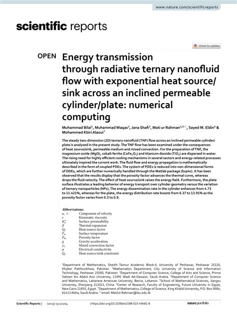 Pdf Energy Transmission Through Radiative Ternary Nanofluid Flow With Exponential Heat Source