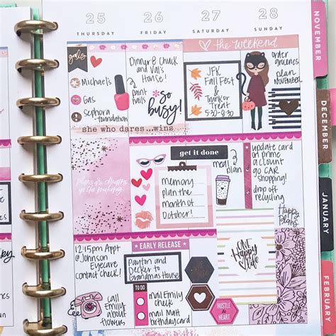 Planner Ideas And Planner Decorating Of A Cute Pink Layout Planner