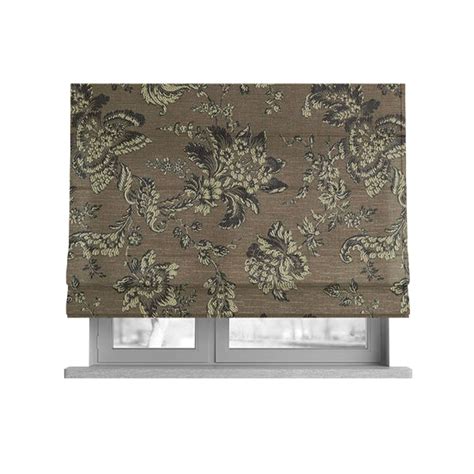Mumbai Raised Textured Chenille Grey With Cream Colour Floral Pattern