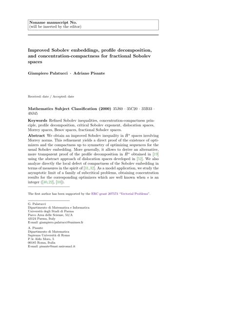 Pdf Improved Sobolev Embeddings Profile Decomposition And