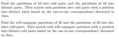 Solved Find The Partitions Of 10 Into Odd Parts And The