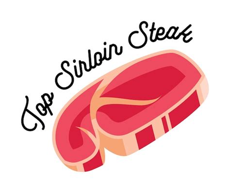 Top Sirloin Steak Meat Cut With Script Lettering Vecteur Premium
