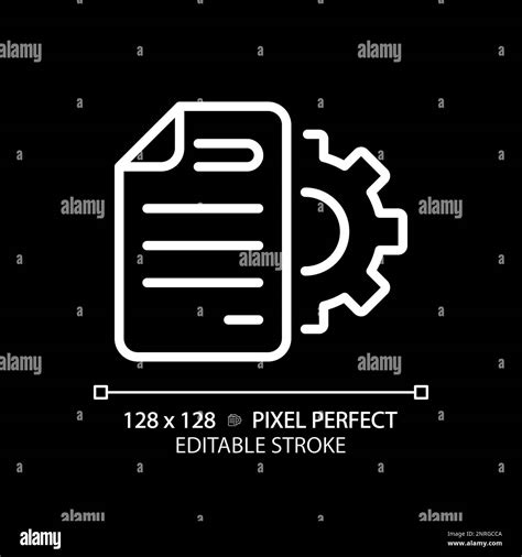 Document Settings Pixel Perfect White Linear Icon For Dark Theme Stock Vector Image And Art Alamy