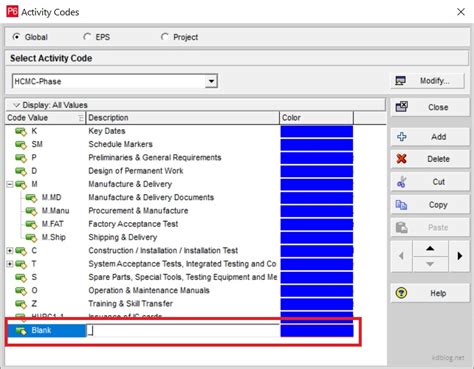 primavera p6 hide blank activity code no activity code at the summary