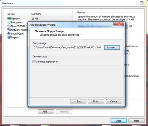 Installing DOS In VMware Player