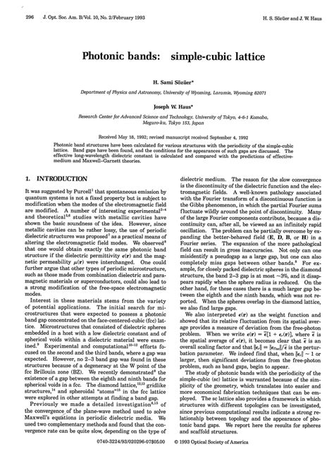 Pdf Photonic Bands Simple Cubic Lattice
