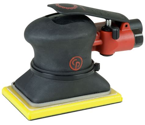 Chicago Pneumatic Jitterbug Rectangle Sander 2 5mm Orbit 74x109mm Hook Loop Pad Non Vacuum
