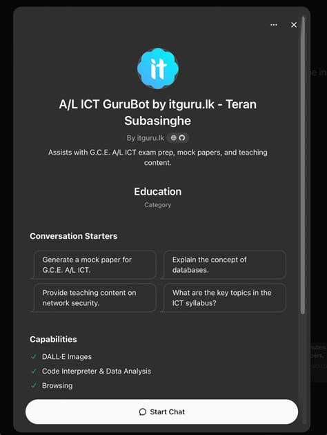 I Ve Launched The A L Ict Gurubot By Itguru Lk In The Gpt Marketplace