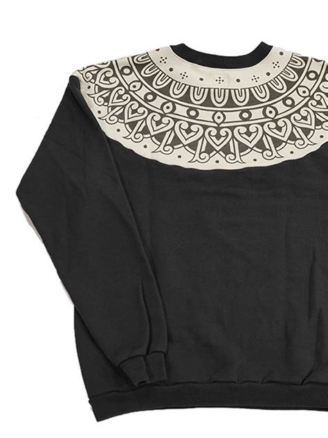 Fullcount（フルカウント） 】 トライバルパターンスウェット Tribal Pattern Sweatshirts 雪柄スウェット Ink Black Lua