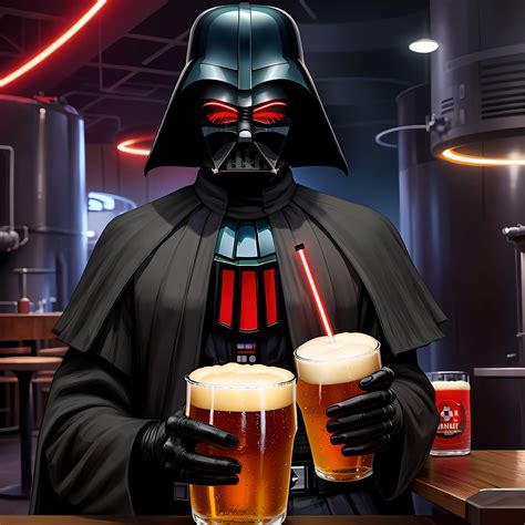 Darth Vader Holding Two Glasses Of Beer In Front Of A Bar Seaart Ai
