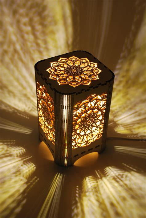 Mandala Night Light Accent Lamp Mantra Decorative Wooden Night Lamp For