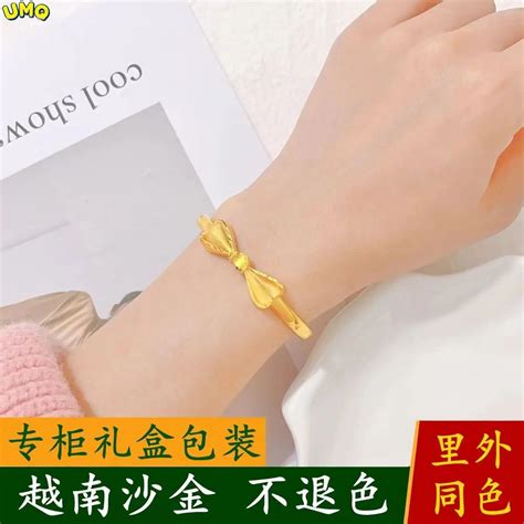 Copy 100 Real Gold 24k 999 Color Bracelet Open Girl Temperament