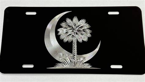 Sc Palmetto Palm Tree Moon License Plate Car Tag Diamond Etched