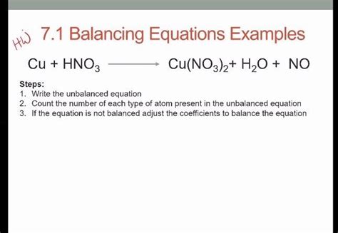Solved Hw 7 1 Balancing Equations Examples Cu Hno3