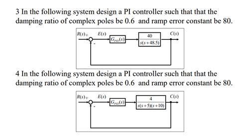 Solved In The Following System Design A PI Controller Such Chegg