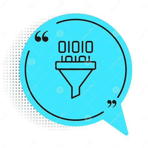 Black Line Binary Code Icon Isolated On White Background Blue Speech Bubble Symbol Stock Vector