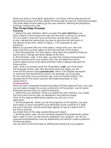 Writing Visual Basic Projects Pdf User Interface Interface Computing