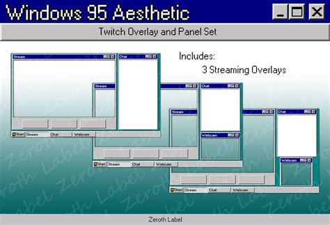Windows 95 Retro Twitch Overlay Starter Pack Animated Overlays Panels