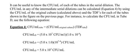 Solved It Can Be Useful To Know The CFU ML Of Each Of The Chegg Com
