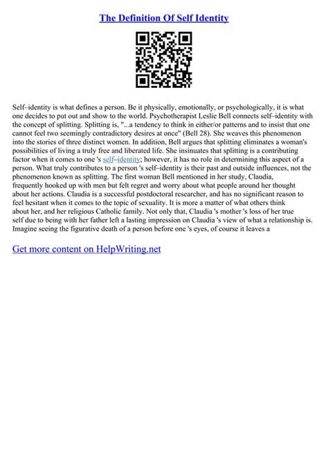 The Definition Of Self Identity Pdf