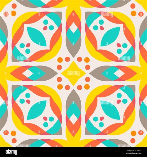 Abstract Geometric Pattern In Bright Colors Seamless Background