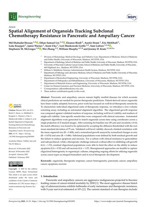 Pdf Spatial Alignment Of Organoids Tracking Subclonal Chemotherapy