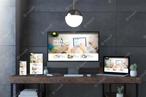 Premium Photo Responsive Devices On Elegant Desktop With Ux Design Website 3d Rendering