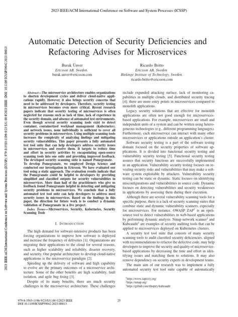 Automatic Detection Of Security Deficiencies And Refactoring Advises For Microservices Pdf