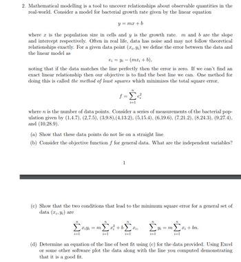 Answered 2 Mathematical Modelling Is A Tool To Uncover Relationships