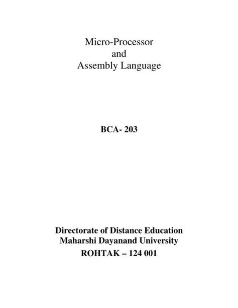 Micro Processor And Assembly Language Maharshi Dayanand