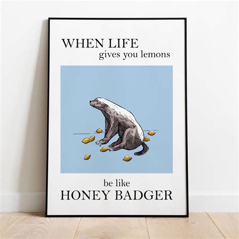Honey Badger Wall Art When Life Gives You Lemons Printable Download